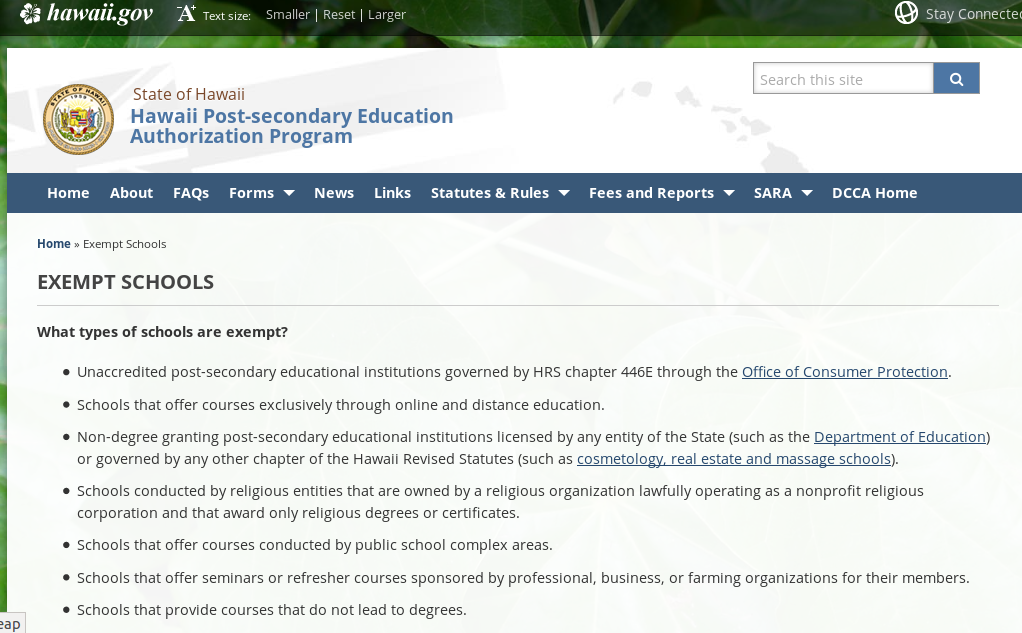 Accreditation | Hawaii On Line University Bible College